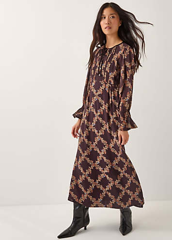 Monsoon Cheryl Diamond Floral Print Midi Dress | Freemans