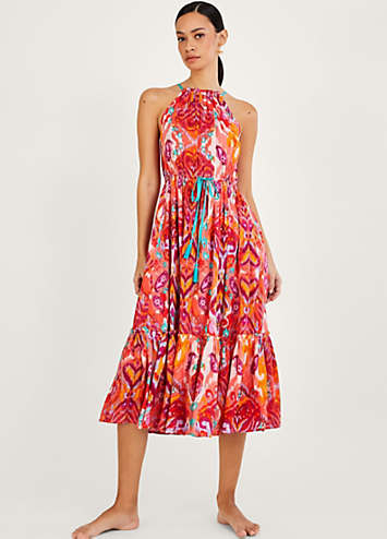Monsoon Ikat Paisley Print Halter Midi Dress | Freemans