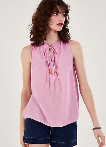 Monsoon Long Line Tank Top in Linen Blend | Freemans