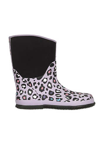 Mountain Warehouse Kids Puddle Leopard Print Mucker Boots | Freemans