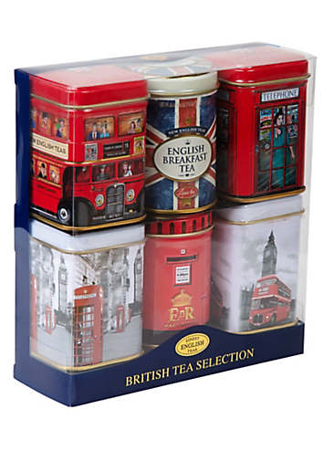 New English Teas Best Of British Six Mini Tin Gift Pack With Loose-Leaf ...