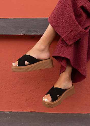 Novo Bruno Cross Strap Flatform Mule Sandals | Freemans