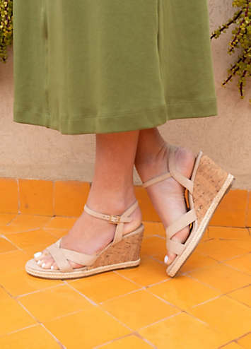Novo Wide Fit Bianca Two Part Cork Wedge Sandals | Freemans