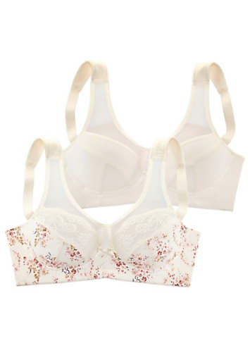 Nuance Pack of 2 Decorative Bow Non-Padded Non-Wired Support Bras ...