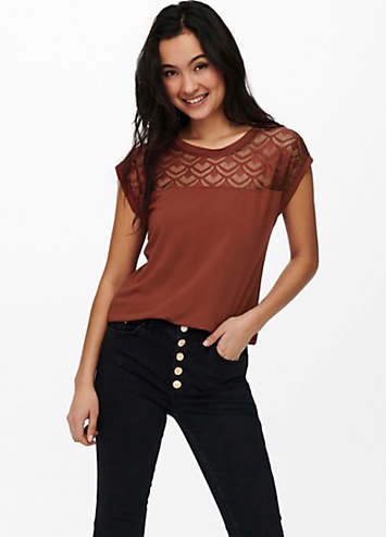 Only Lace Patterned Top | Freemans