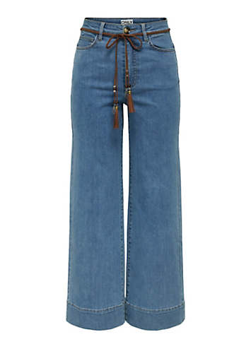 Only Madison High Waist Belt Crop Denim Jeans | Freemans