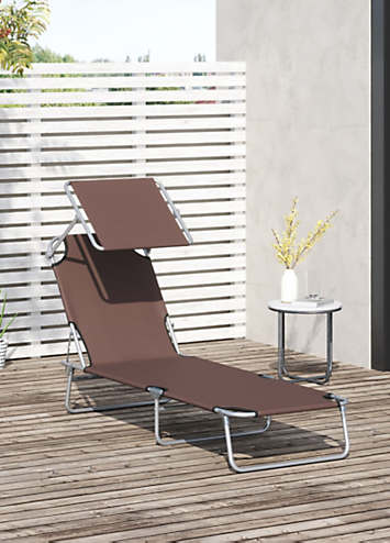 Outsunny Foldable Sun Lounger with Sunshade | Freemans