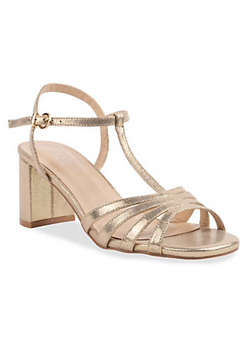 Paradox London ’Mercy’ Champagne Shimmer Block heel T-bar Block Heel ...