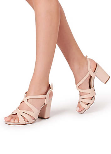 Paradox London ’Natalia’ Nude Wide Fit Block Heel Sandals | Freemans