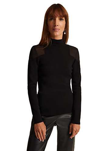 Phase Eight Amiee Sheer Cold Shoulder Knit Panel Top | Freemans