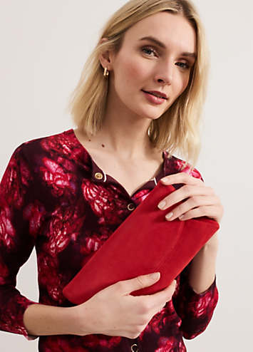 Phase Eight Red Suede Clutch Bag | Freemans