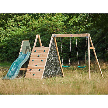 Plum® Climbing Pyramid Wooden Climbing Frame with Swings | Freemans