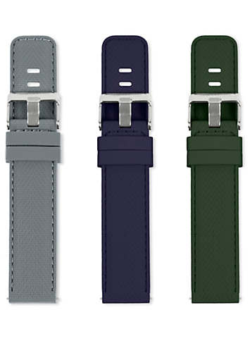 Reflex Active Grey, Green & Blue Interchangeable Smart Watch Strap Set ...