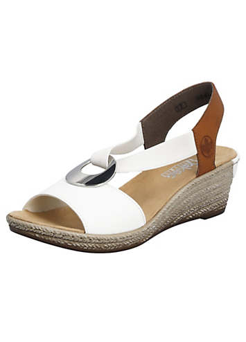 Rieker 624H6 Ladies White Elasticated Sandals | Freemans