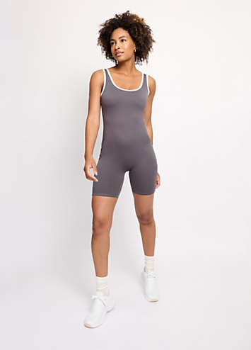 Rise Charcoal Grey Active Unitard with Contrast Binding | Freemans