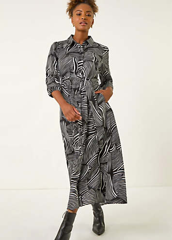 Roman Abstract Print Midi Shirt Dress | Freemans