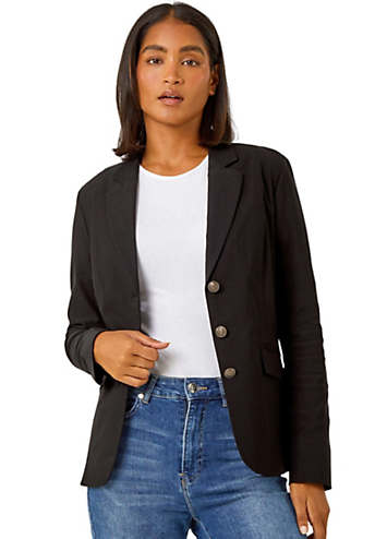 Roman Button Detail Stretch Blazer | Freemans