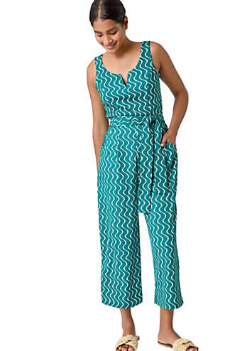 Roman Originals Wave Print Cropped Jumpsuit | Freemans