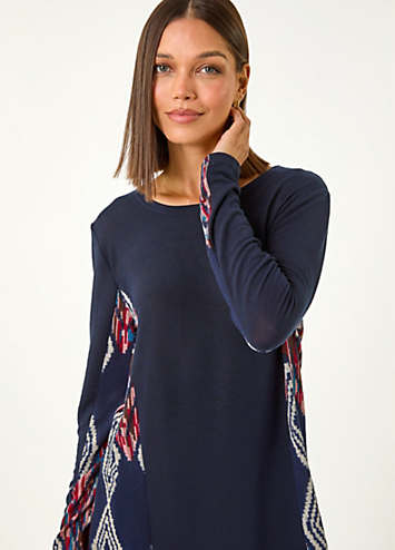 Roman Side Printed Stretch Tunic Top | Freemans