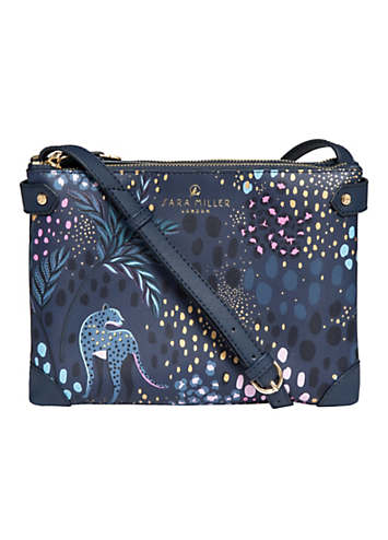Sara Miller Midnight Leopard Zip Top Crossbody Bag | Freemans