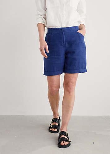 Seasalt Cornwall Blue Penderleith Linen Shorts | Freemans