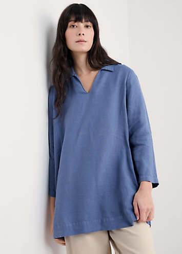 Seasalt Cornwall Blue Shallow Layers Linen Tunic | Freemans