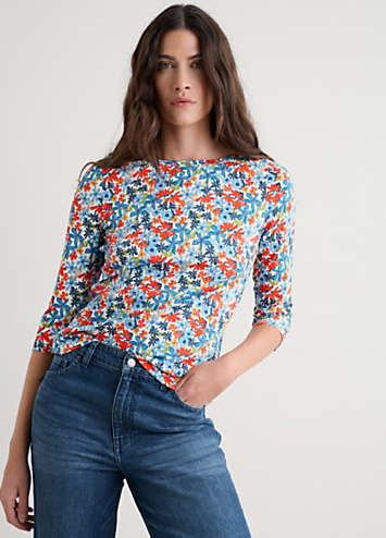 Seasalt Cornwall Multi Easel Three-Quarter Sleeve Top | Freemans