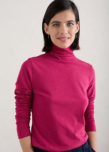 Seasalt Cornwall Pink Landing Roll Neck Top | Freemans