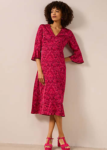 Seasalt Cornwall Red Starry Night Satin Midi Dress | Freemans