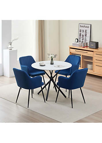 Seattle Dining Table Set with 4 Charlotte Velvet Chairs | Freemans