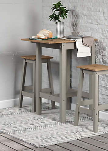 Sierra Drop Leaf Breakfast Table & 2 High Stools Set | Freemans