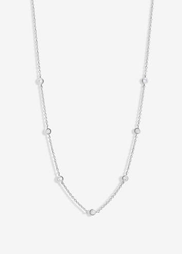 Simply Silver Sterling Silver 925 Station Crystal Necklace | Freemans