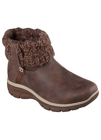 Skechers Easy Going Chocolate Slip-Ins Knit Fold Over Boots | Freemans