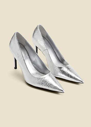 Sosandar Leather Curved Heel Court Shoes | Freemans