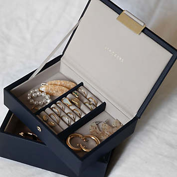 Stackers Pebble Navy Mini Jewellery Box - Set Of 2 | Freemans