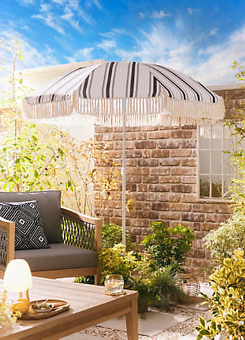 Streetwize 1.6m Striped Fringed Parasol with Carry Bag | Freemans