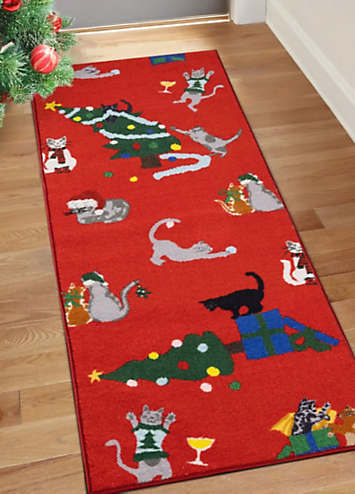 The Homemaker Rugs Collection Christmas Cats Runner | Freemans