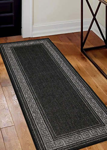 The Homemaker Rugs Collection Greek Key Gel Backed Flat Weave Runner ...