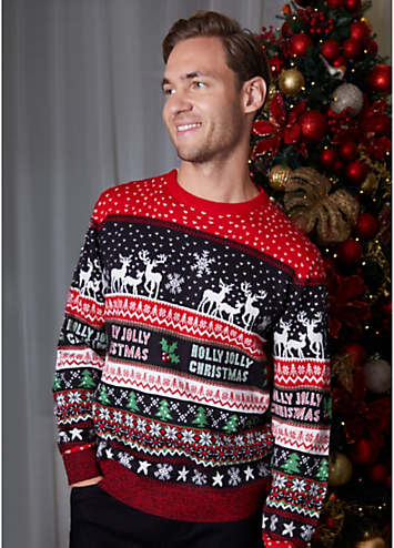 Threadbare Black Christmas Fairisle Knitted Jumper | Freemans