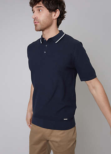Threadbare Tipping Collar Knitted Polo Shirt | Freemans