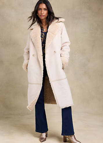 Together Cream Longline Faux Shearling Coat | Freemans