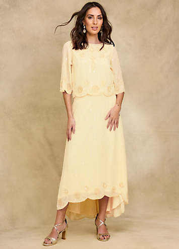 Together Lemon Beaded Hi Low Hem Maxi Dress | Freemans