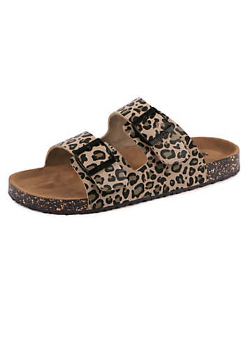 Totes Animal Print PU Double Buckle Sliders | Freemans