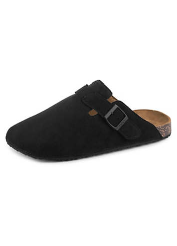 Totes Black Microsuede Clogs | Freemans