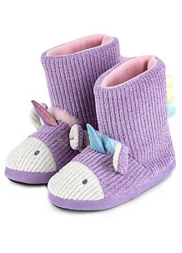 Totes Girls Tall Unicorn Boot Slippers | Freemans
