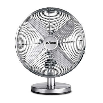 Tower 12-Inch Desk Fan - Chrome | Freemans