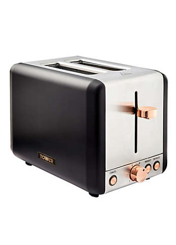 Tower Cavaletto 2-Slice Toaster T20036RG - Black and Rose Gold | Freemans