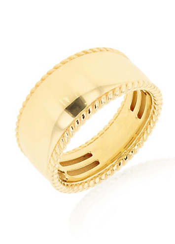Tuscany Gold 9CT Yellow Gold 10mm Wide Round Twisted Rope Frame Ring ...