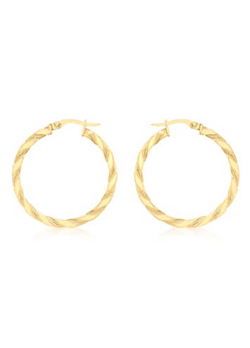 Tuscany Gold 9ct Yellow Gold Twist Hoop Creole Earrings | Freemans