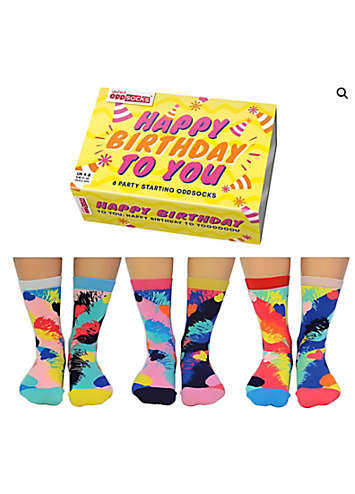 United Oddsocks Ladies Happy Birthday - 6 Oddsocks | Freemans